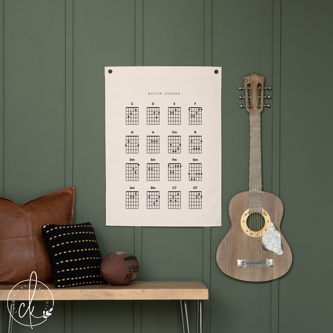 Guitar Chords Canvas Banner or Flag for Boys Room Decor - Etsy