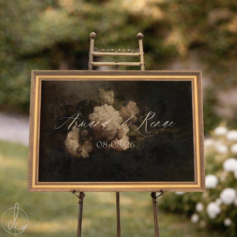 Custom Floral Wedding Welcome Sign | Gold Frame Reception Decor | N233 ...