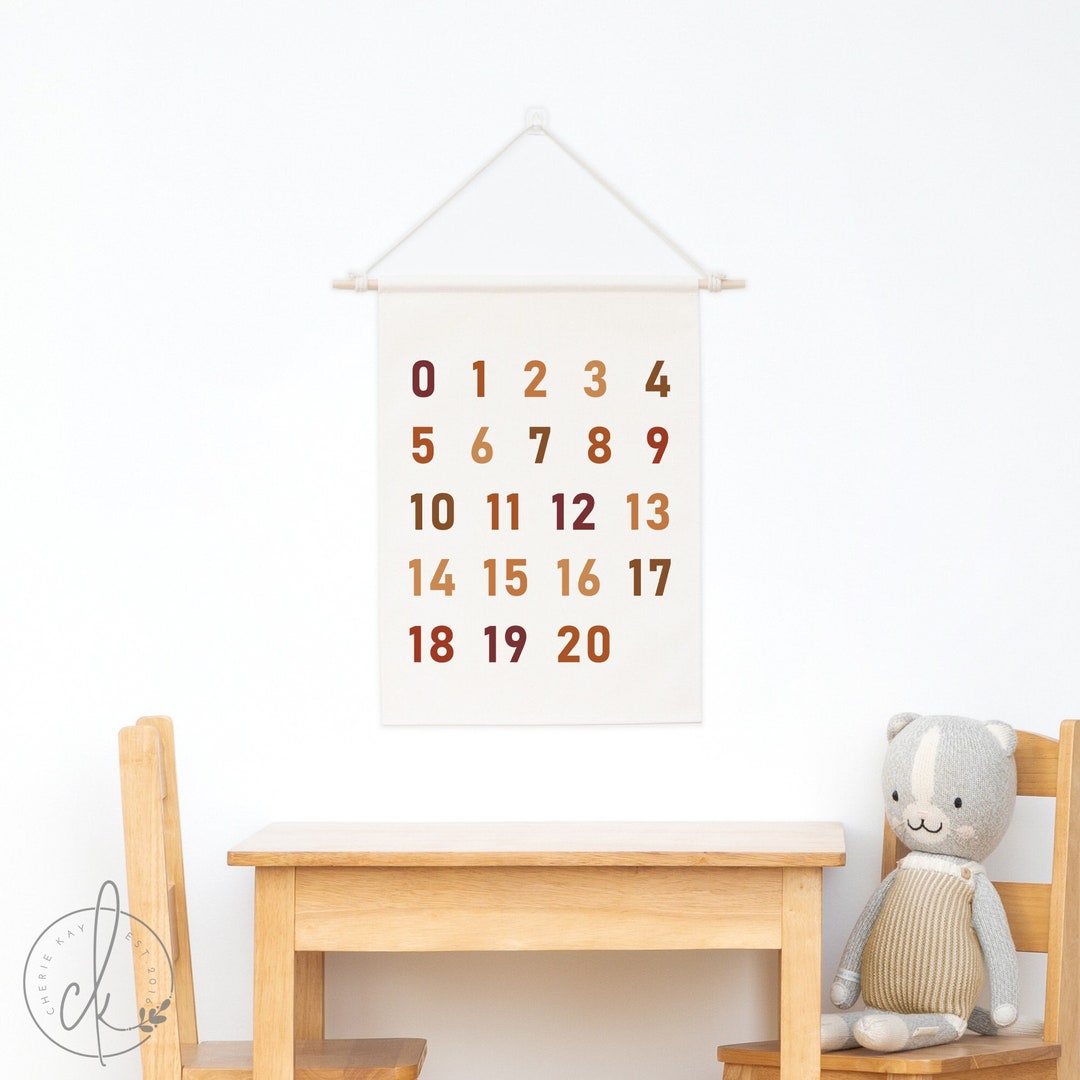 Boho Numbers Canvas | Fabric Wall Hanging | 123 Sign | Kids Room Decor ...