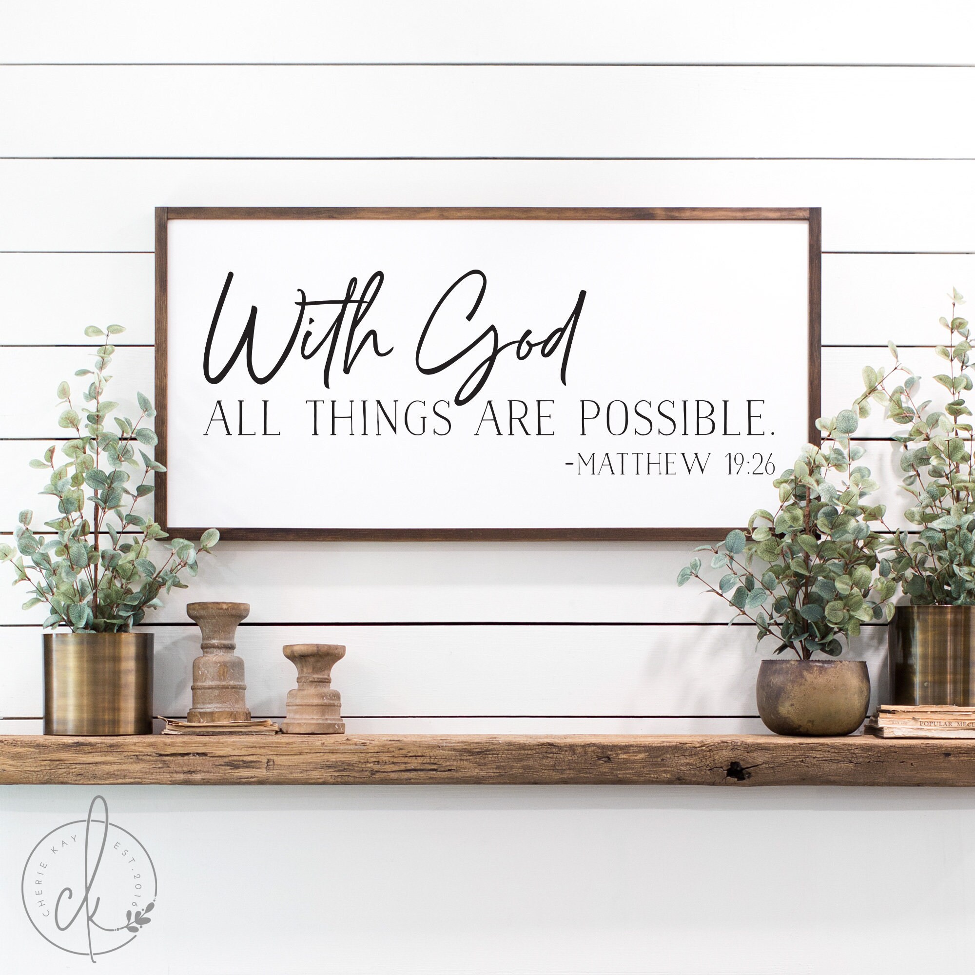 Scripture Wall Decor With God All Things Are Possible Sign | Etsy