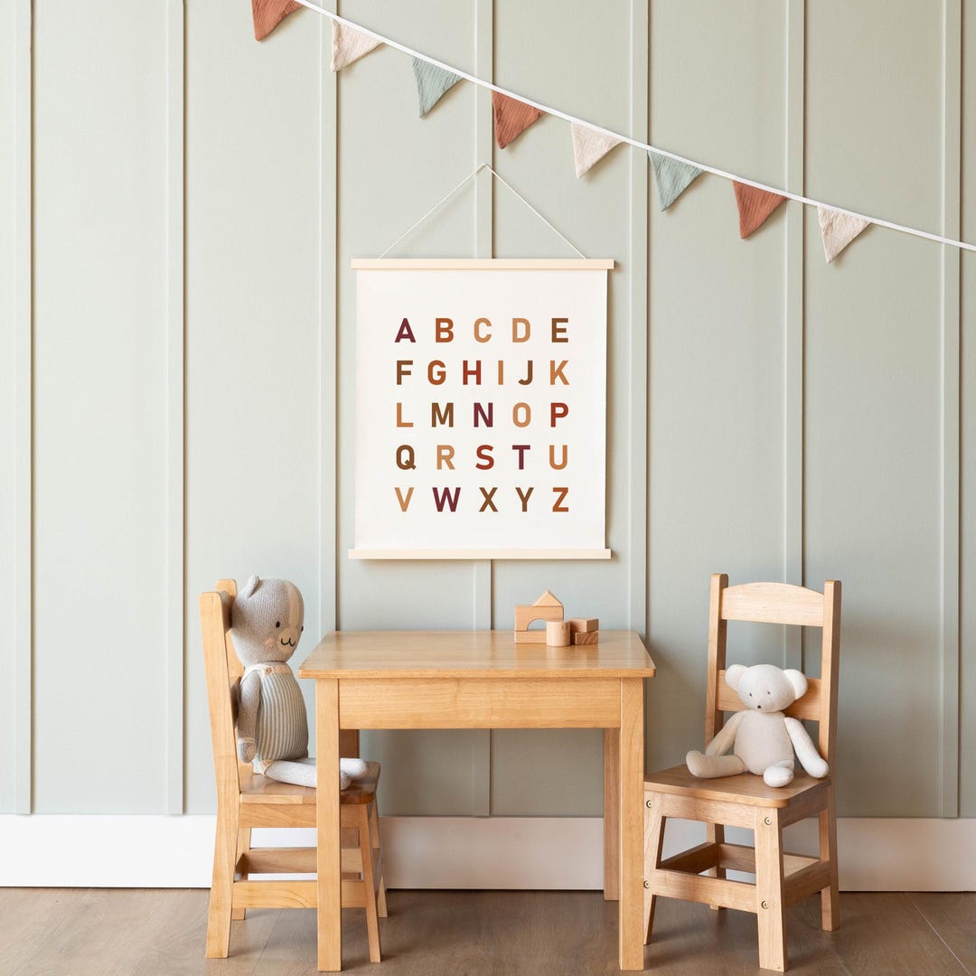 Boho ABC Sign | Alphabet Canvas | Fabric Wall Hanging | Kids Room Decor ...