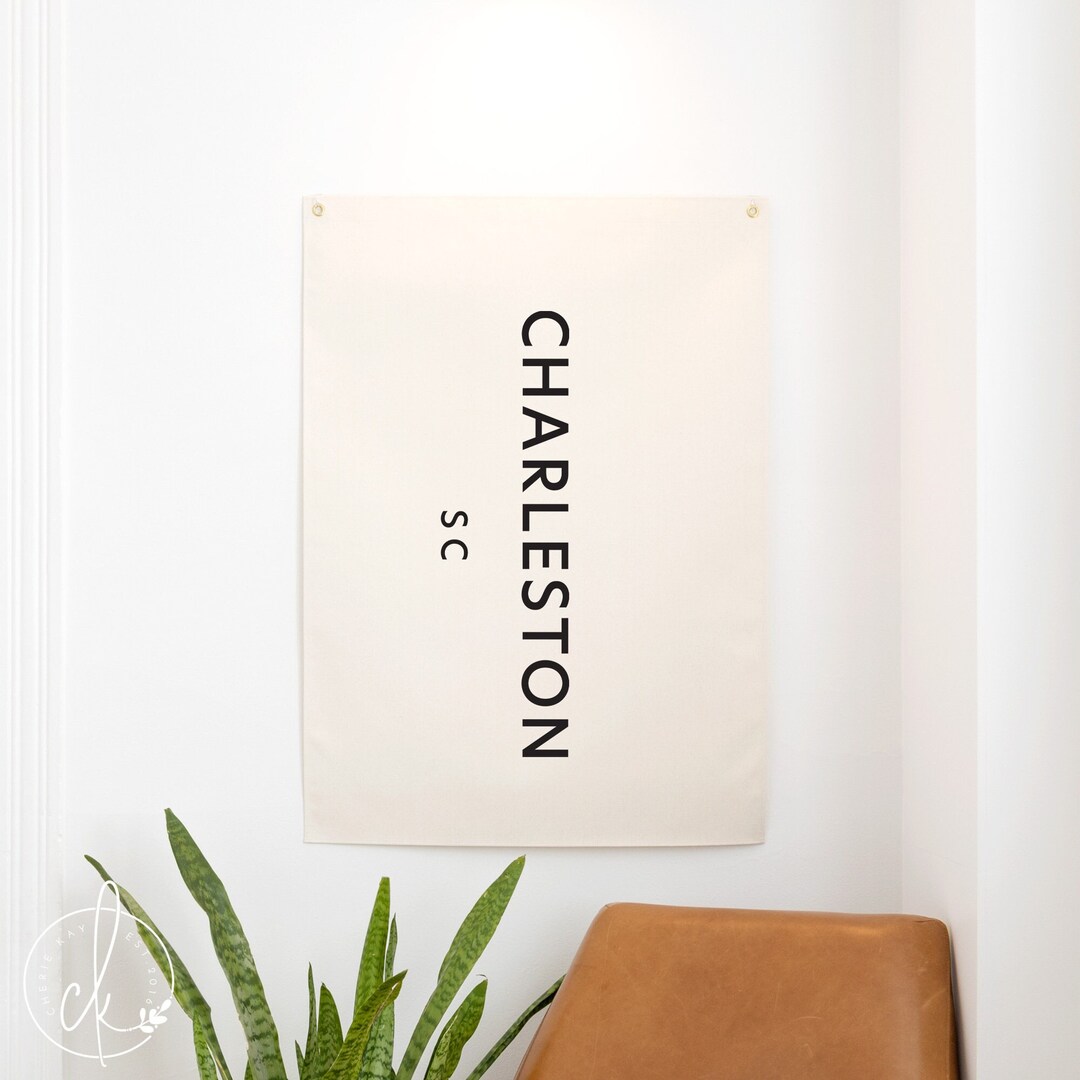 Custom Location Canvas Flag | Location Sign | City and State Flag ...