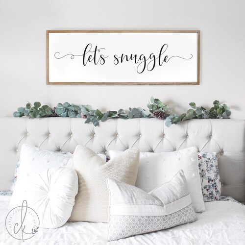 Bedroom Signs Let's Stay in Bed Sign Above Bed Wall Art - Etsy