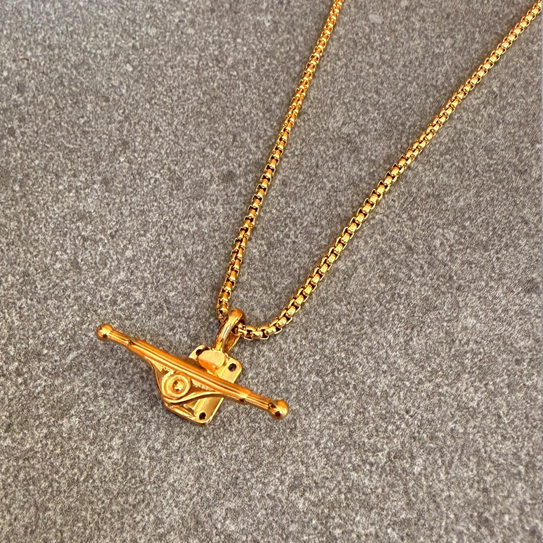 SKATEBOARD TRUCK NECKLACE (box Chain / Gold) - Etsy