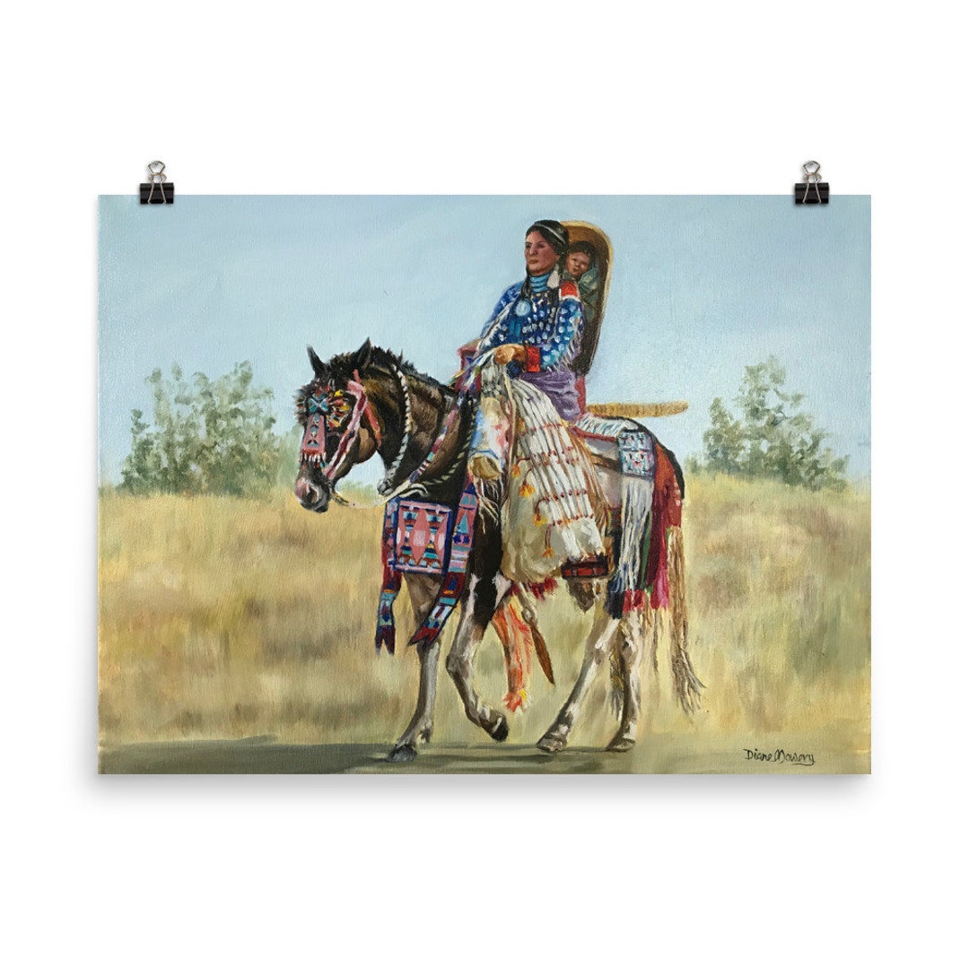 Hand Painted Original Indian Squaw With Child in Papoose on - Etsy