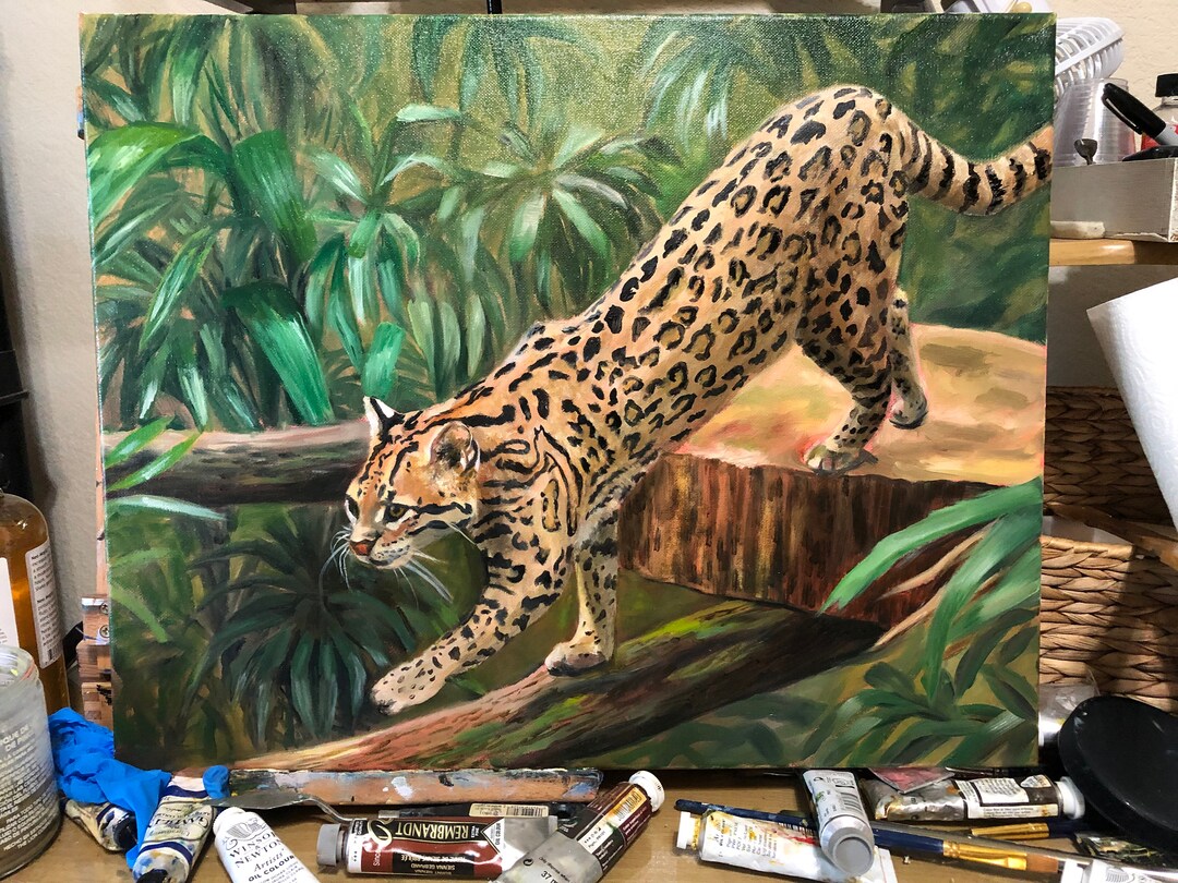 Ocelot Print, Original Ocelot Oil Painting, Ocelot Cat, Ocelot Wall Art ...