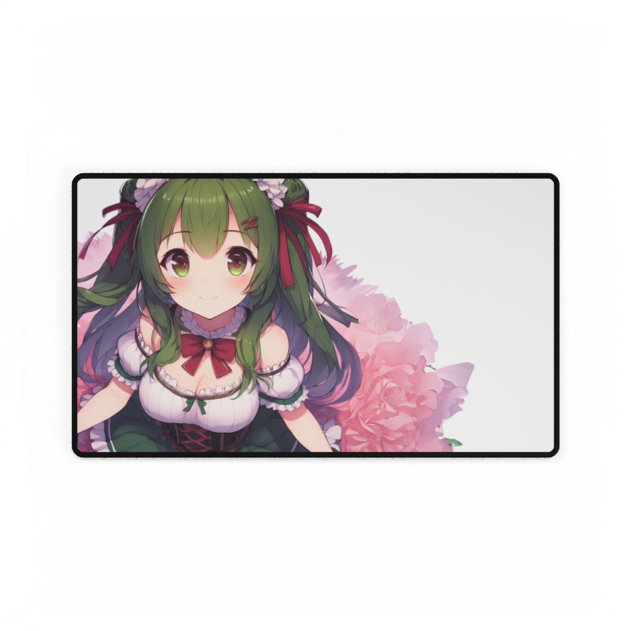 Japanese Waifu Desk Mat Anime Mouse Pad Cute Green Hair Anime Waifu ...