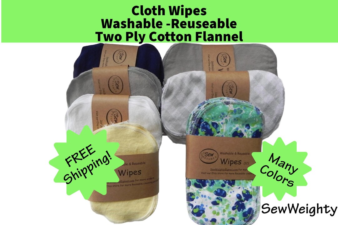 Reusable Washable Cloth Wipes / 12 Count / Baby Wipe / Flannel Bidet ...