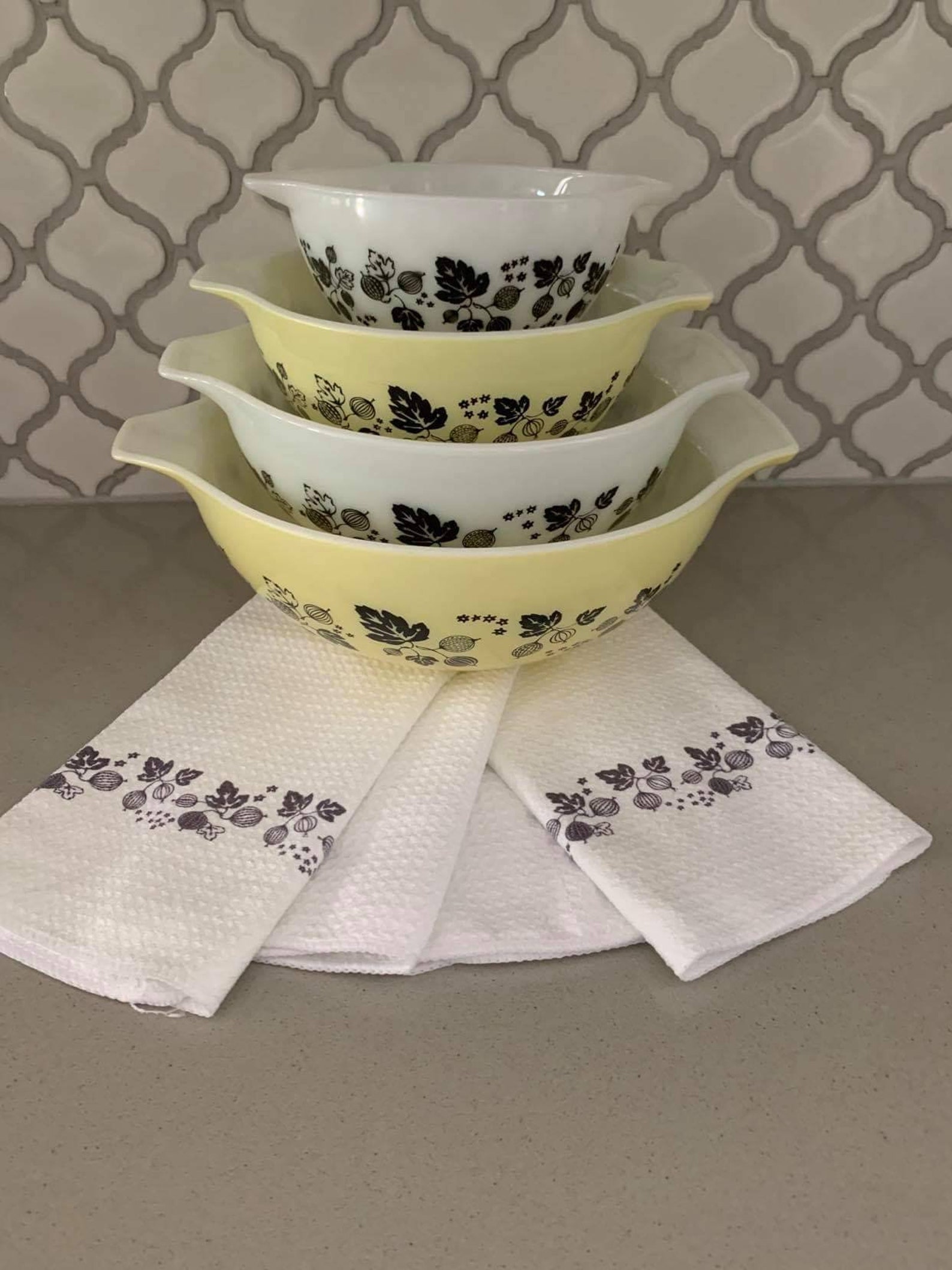 Pyrex Gooseberry Pattern Waffle Weave Dishtowel Pyrex Towel - Etsy