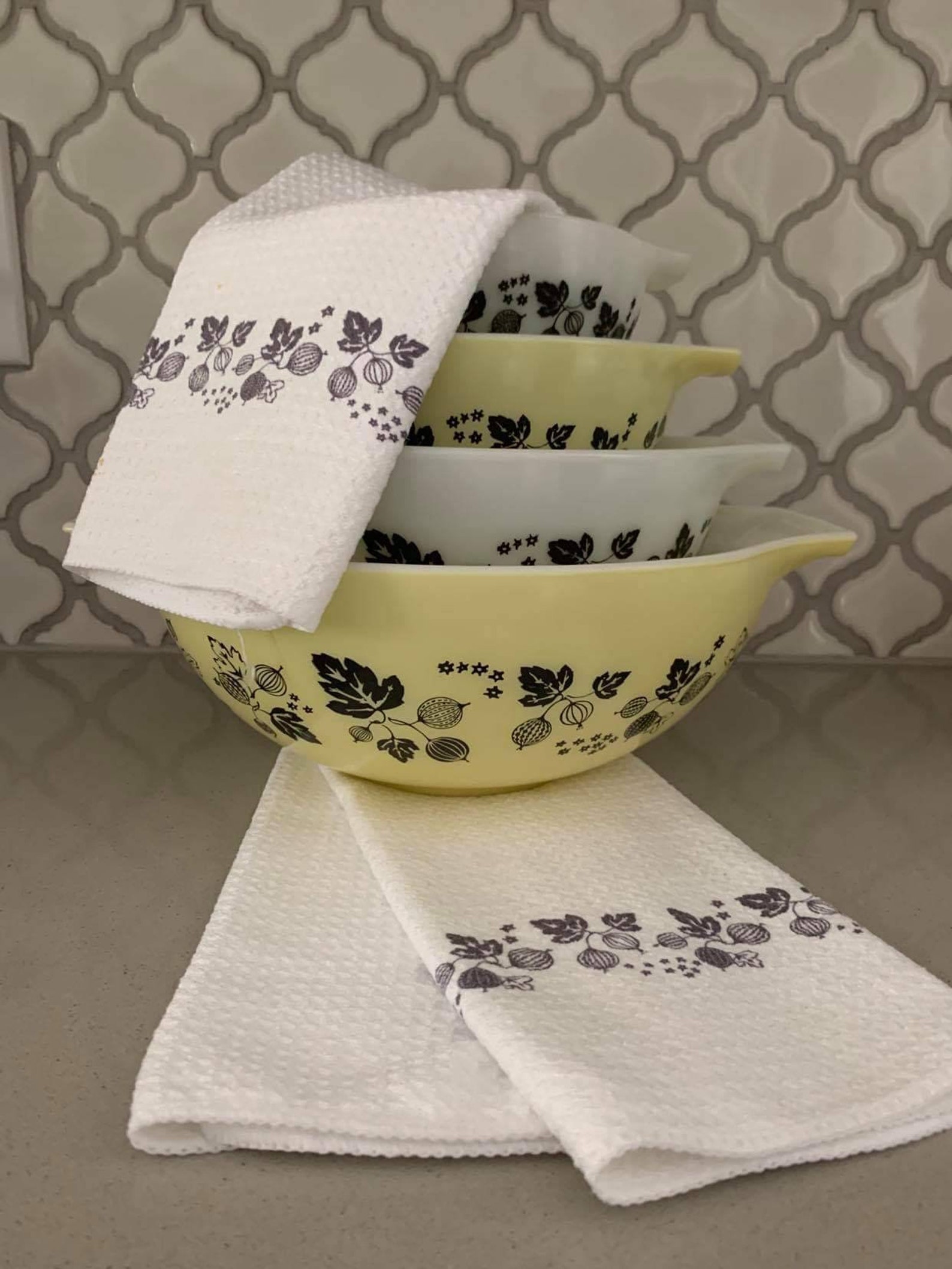 Pyrex Gooseberry Pattern Waffle Weave Dishtowel Pyrex Towel - Etsy