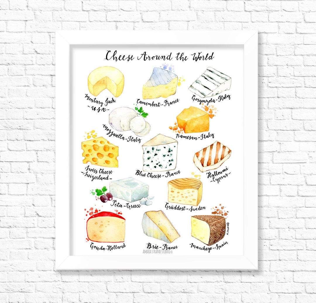Cheese Around the World/ Fine Art Print/ Food Poster/ Kitchen Wall Art ...