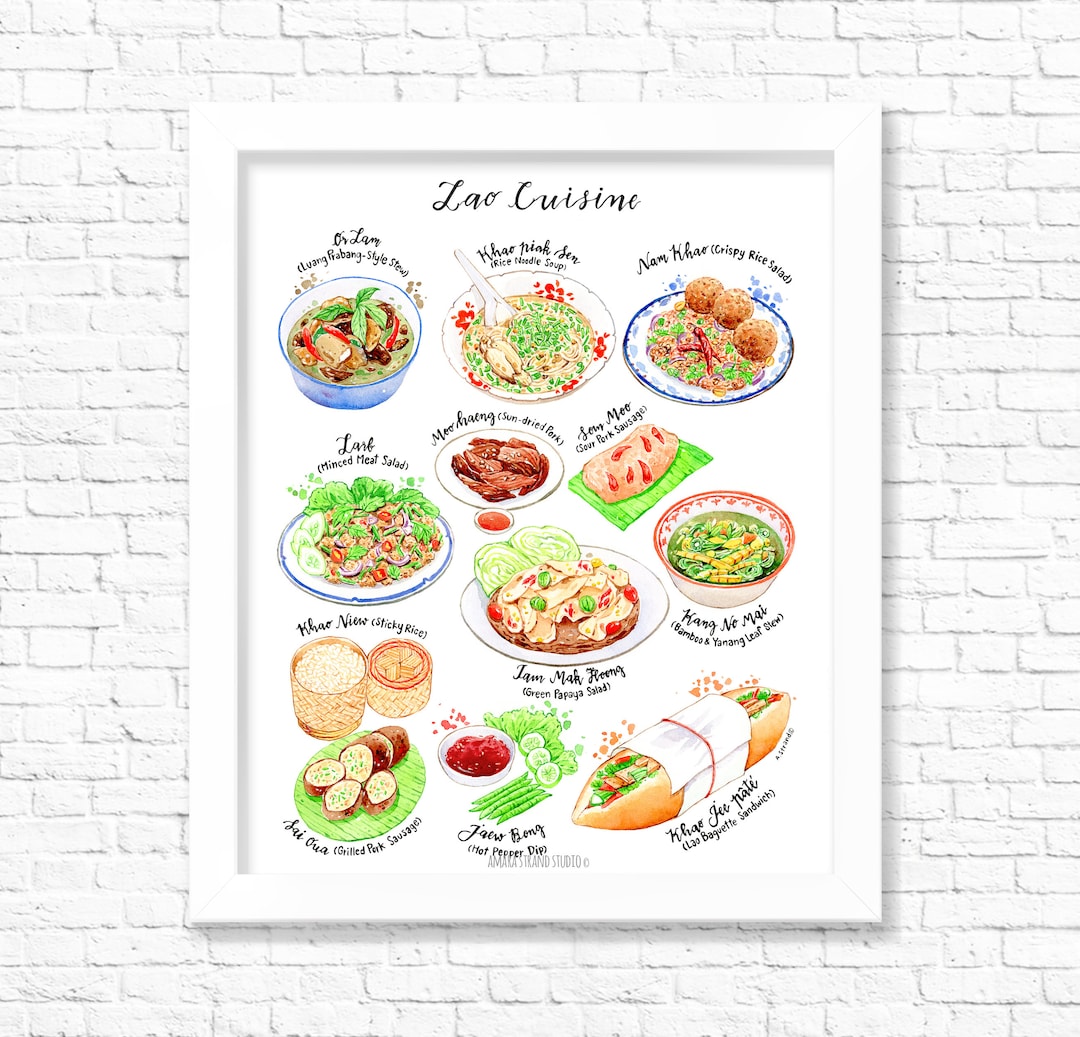 Lao Cuisine/ Fine Art Print/ Food Poster/ Kitchen Wall Art/ Kitchen ...