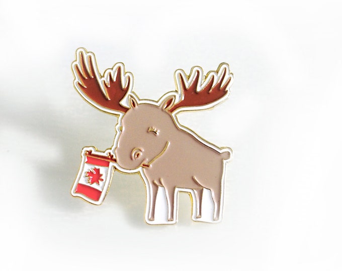 Moose Enamel Pin/ Wild Animal Pin/ Canadian Moose/ Flag Lapel - Etsy