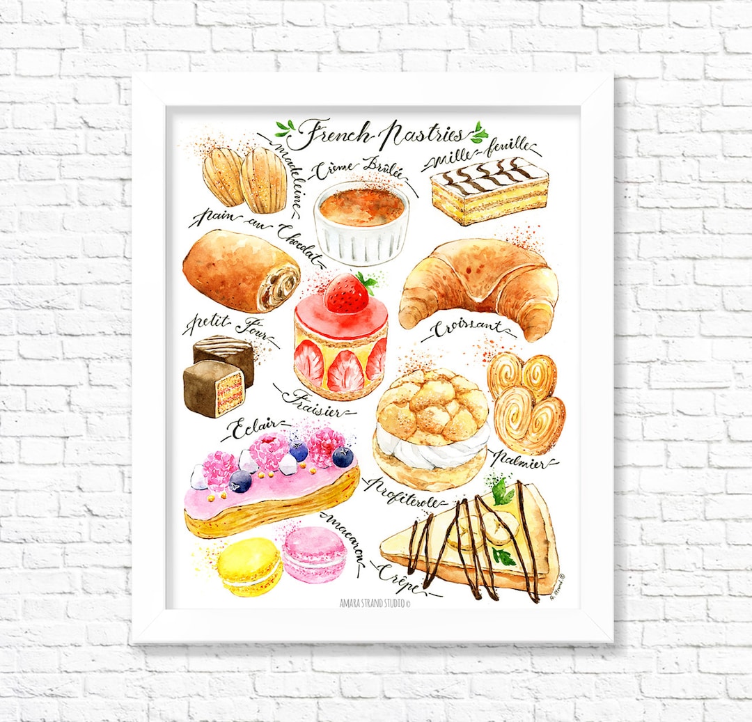 French Pastries/ Fine Art Print/kitchen Wall Decor/ Food Wall Art ...