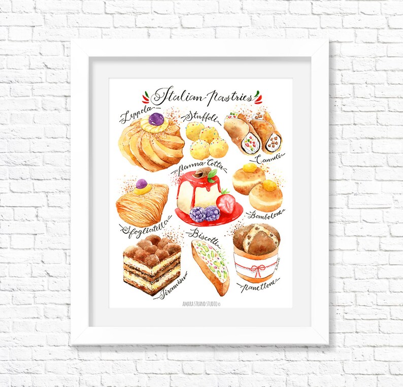 Italian Pastries/ Fine Art Print/ Kitchen Wall Art/ Kitchen Wall Decor ...