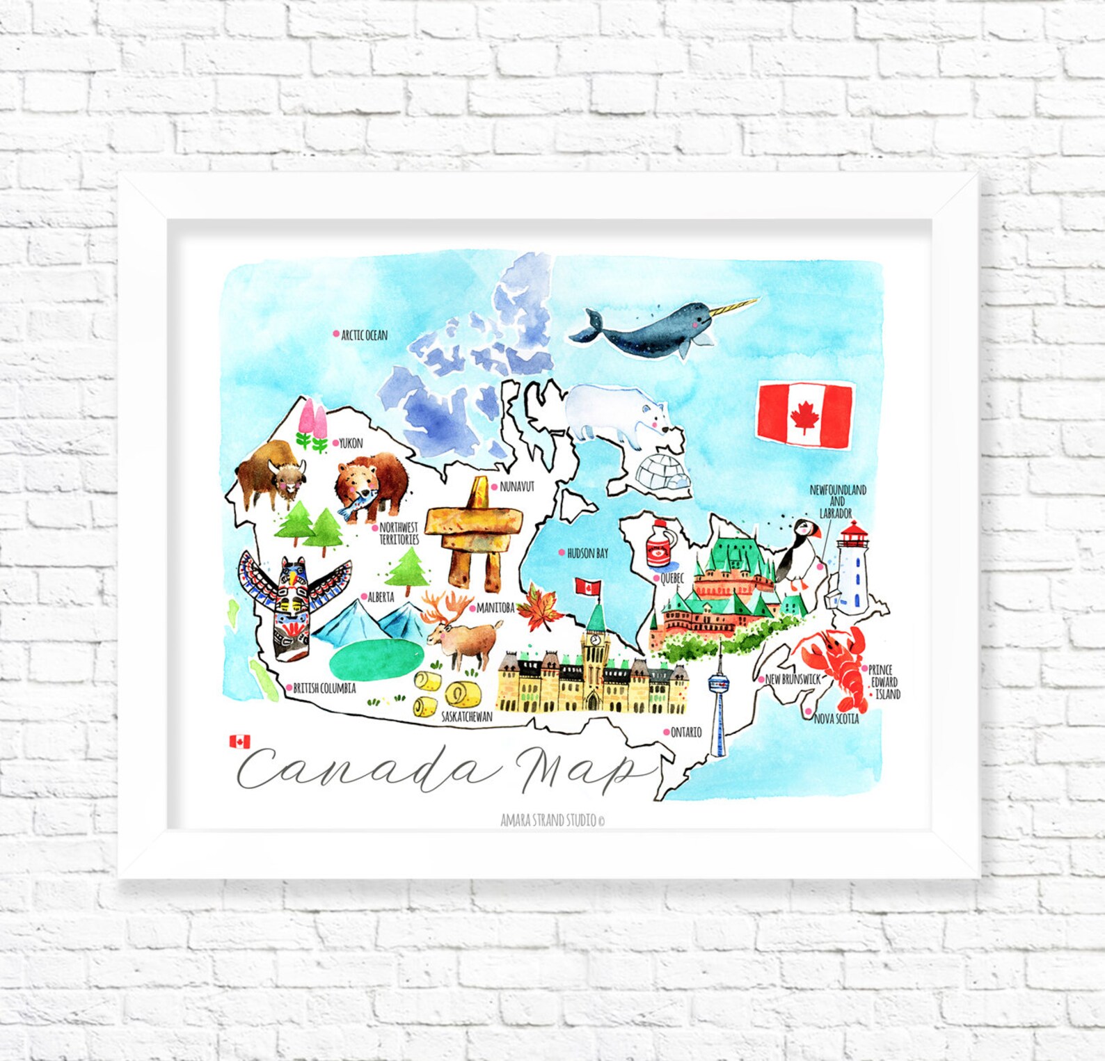Canada Map/ Fine Art Print/ Canada Poster/ Canadian Nursery | Etsy
