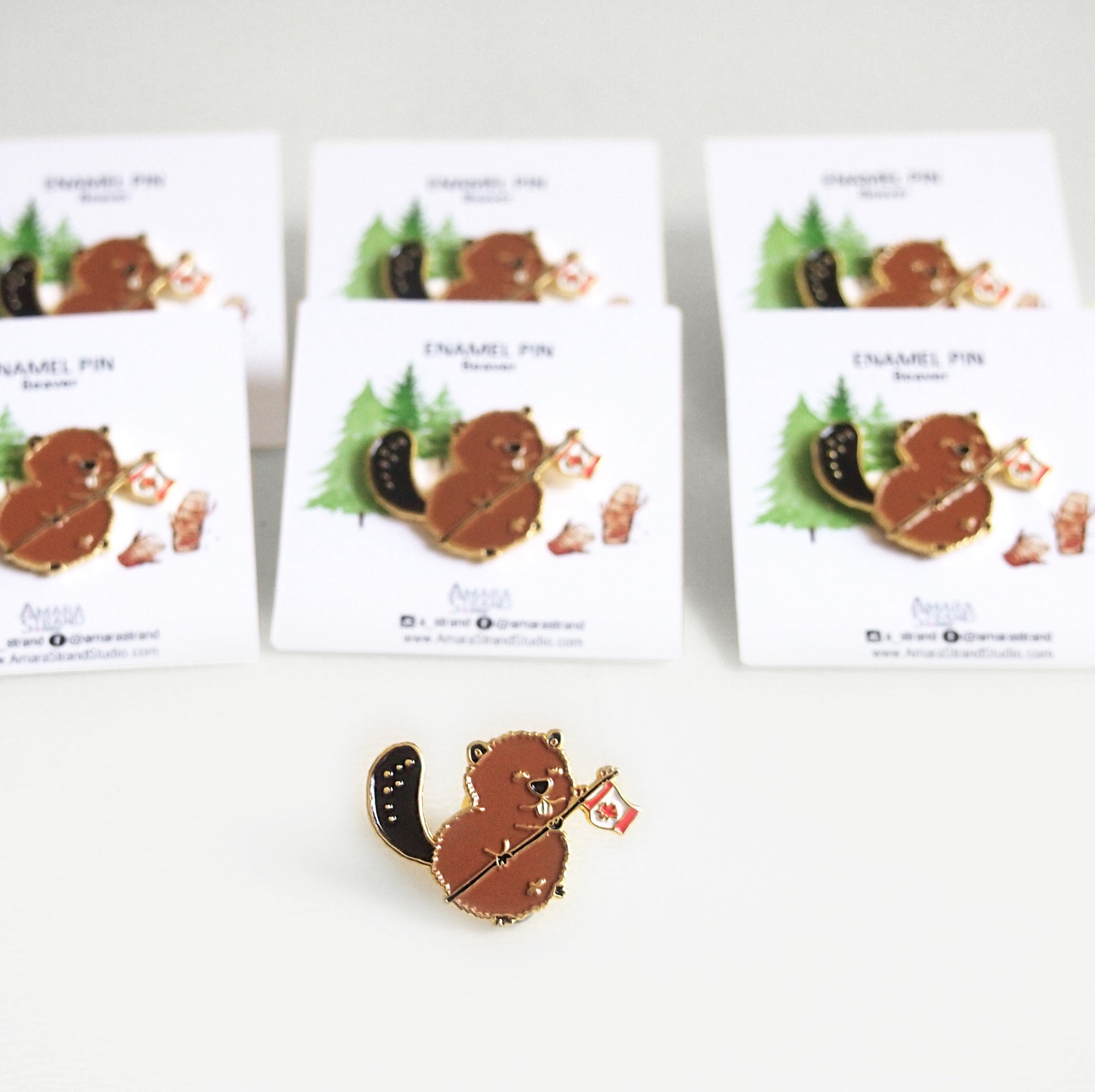 Beaver Enamel Pin/ Wild Animal Pin/ Canadian Beaver/ Flag | Etsy