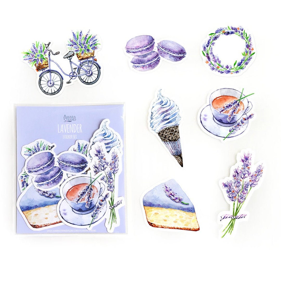 Lavender Sticker Set, Food Stickers, Sticker Pack, Die Cut Stickers ...