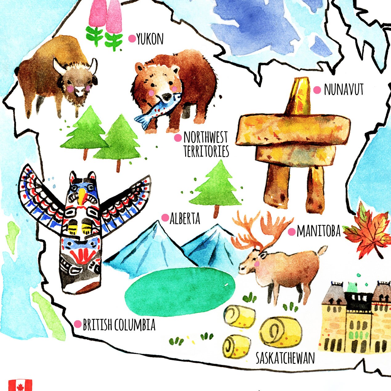 Canada Map/ Fine Art Print/ Canada Poster/ Canadian Nursery | Etsy