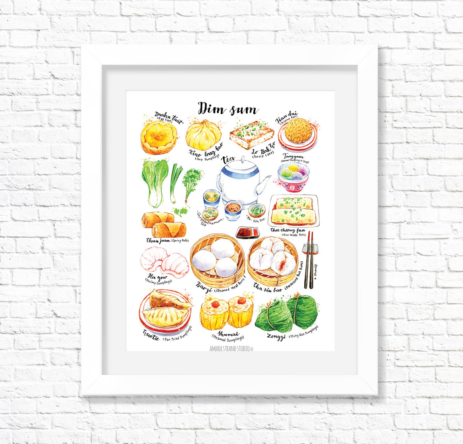 Dim Sum/ Fine Art Print/ Kitchen Wall Art/ Chinese Food Poster/ Chinese ...