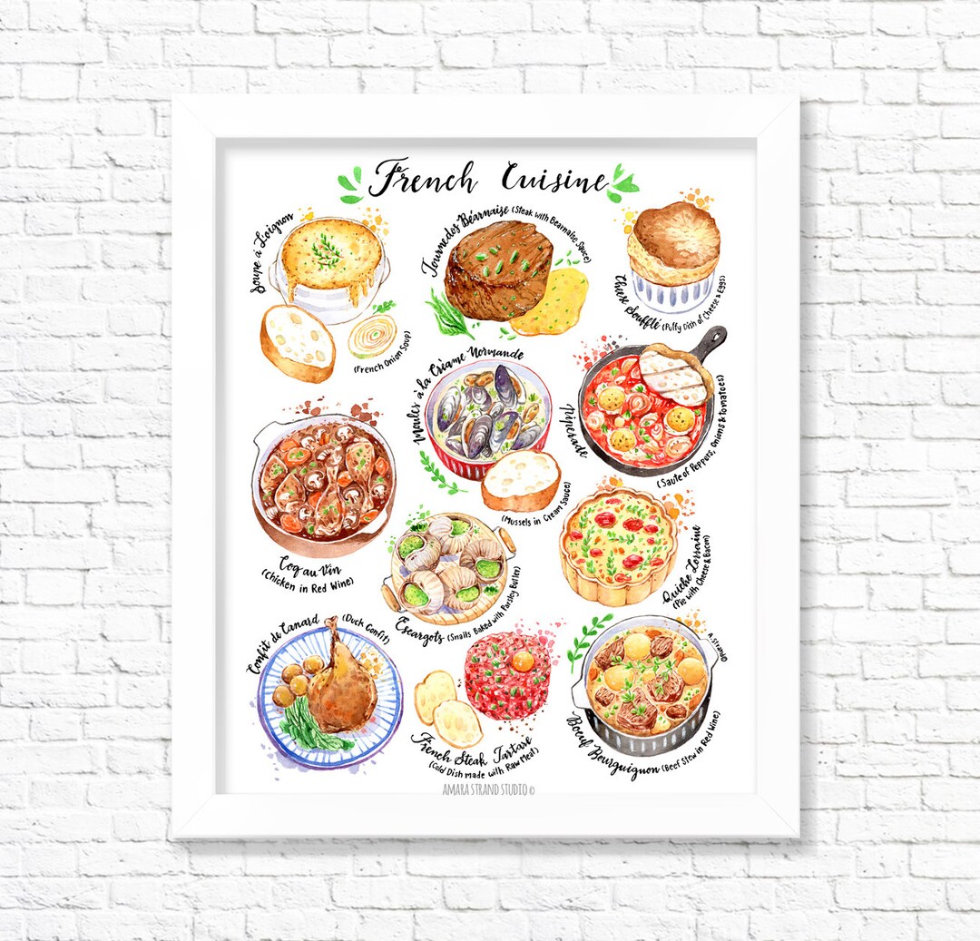 French Cuisine/ Fine Art Print/ Food Poster/ Kitchen Wall Art/ Kitchen ...