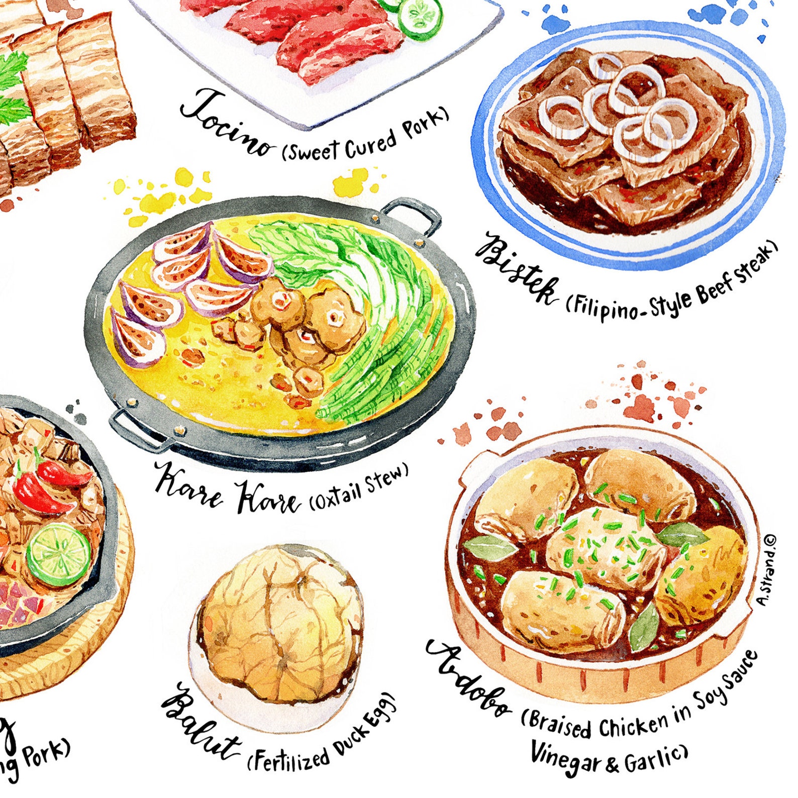 Filipino Cuisine/ Fine Art Print/ Food Poster/ Kitchen Wall | Etsy
