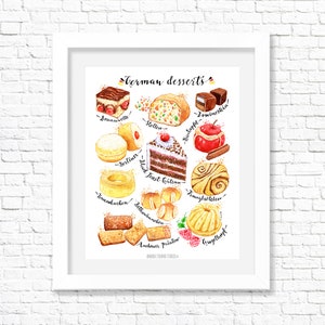 German Desserts/ Fine Art Print / Kitchen Wall Art/ Food Art/ Kitchen ...