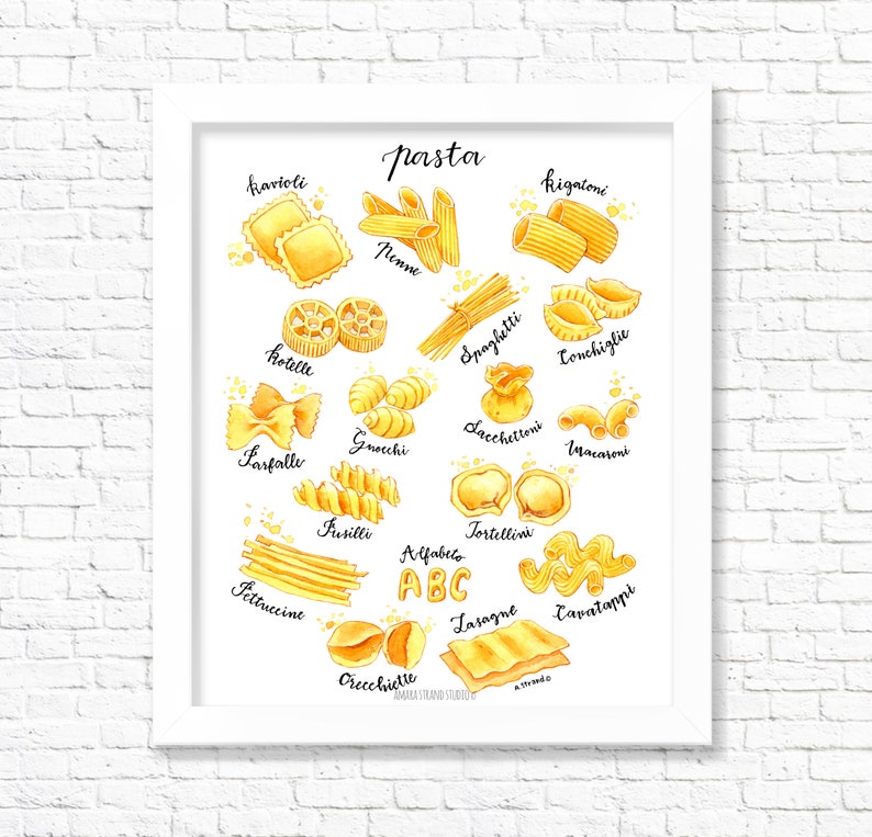 Pasta/ Fine Art Print/ Food Poster/ Kitchen Wall Artv Kitchen | Etsy