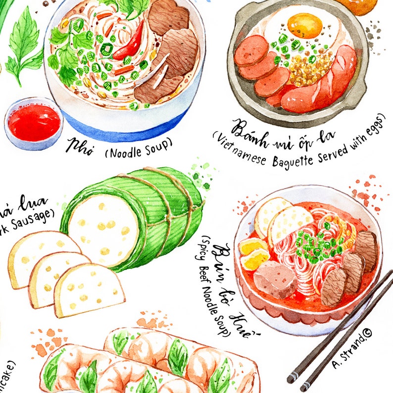 Vietnamese Cuisine/ Fine Art Print/ Kitchen Wall Art/ Food | Etsy