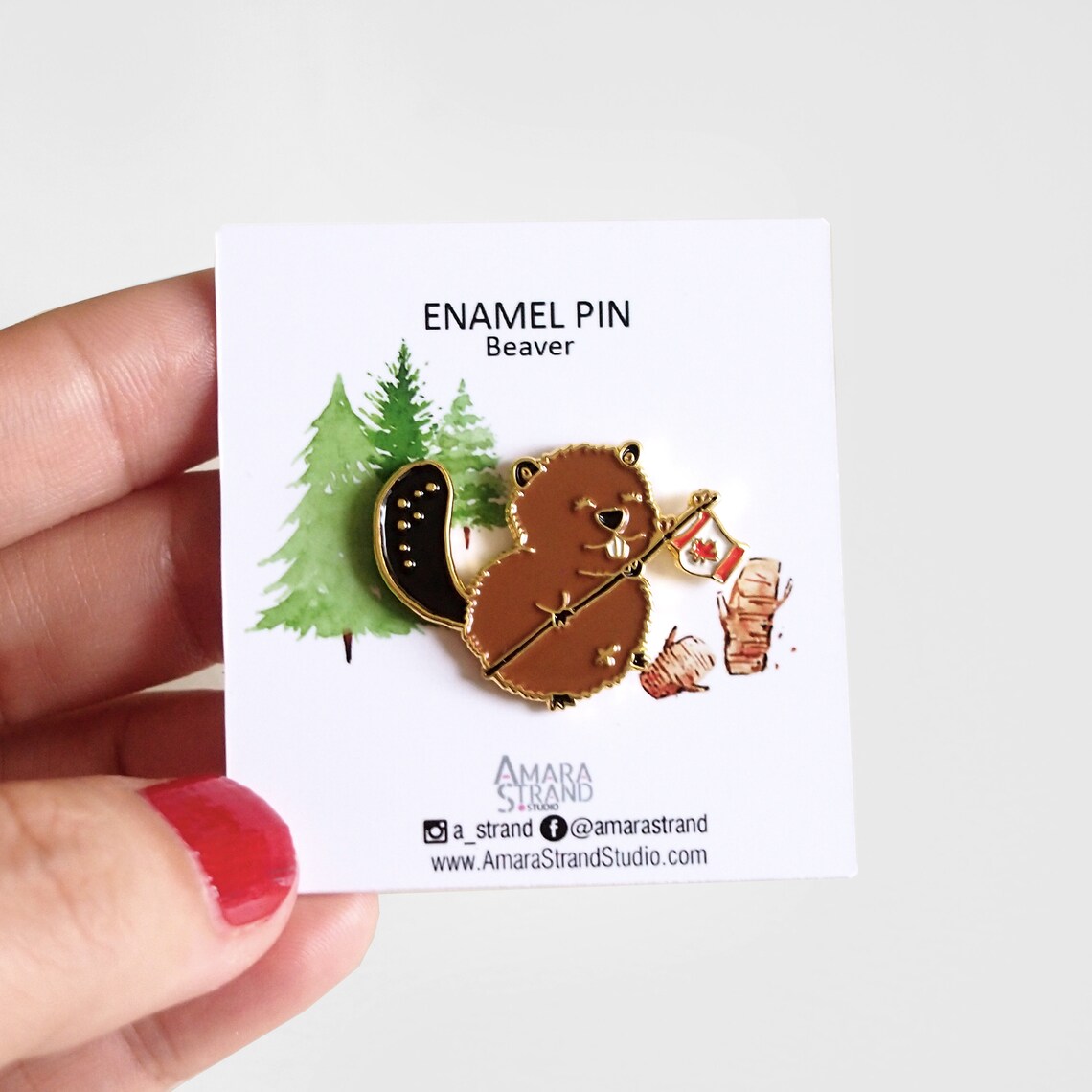 Beaver Enamel Pin/ Wild Animal Pin/ Canadian Beaver/ Flag | Etsy