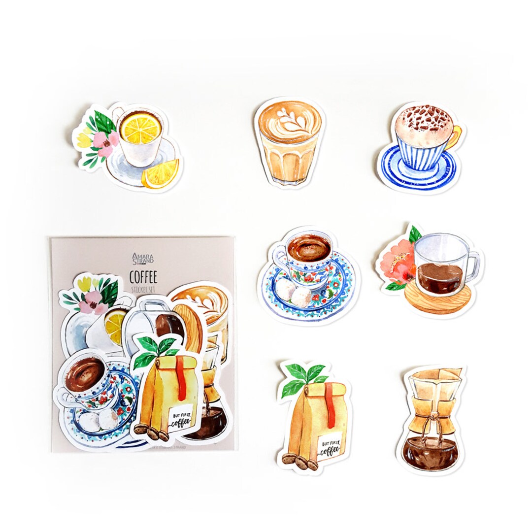 Coffee Sticker Set, Food Stickers, Sticker Pack, Die Cut Stickers ...