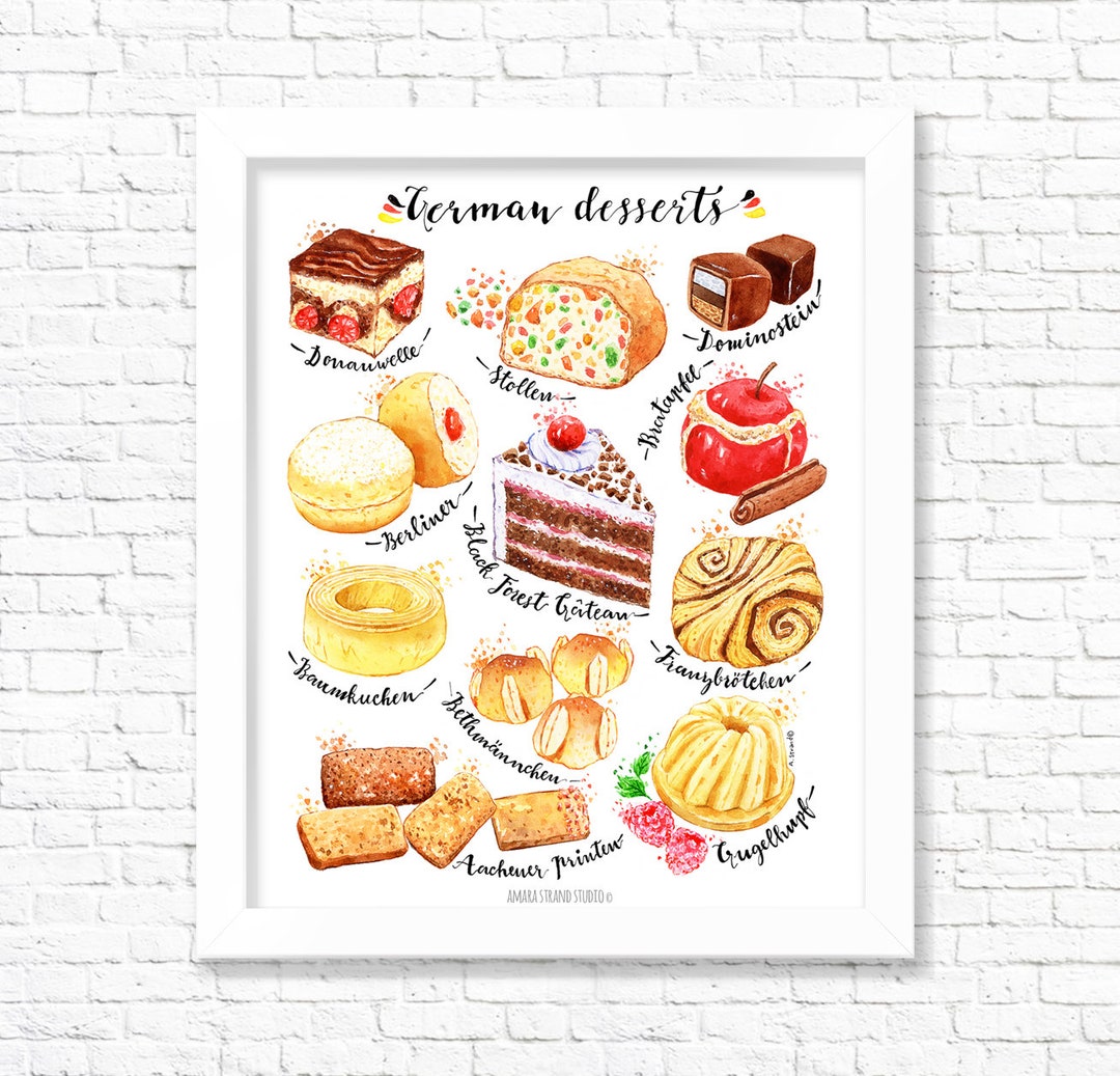 German Desserts/ Fine Art Print / Kitchen Wall Art/ Food Art/ Kitchen ...