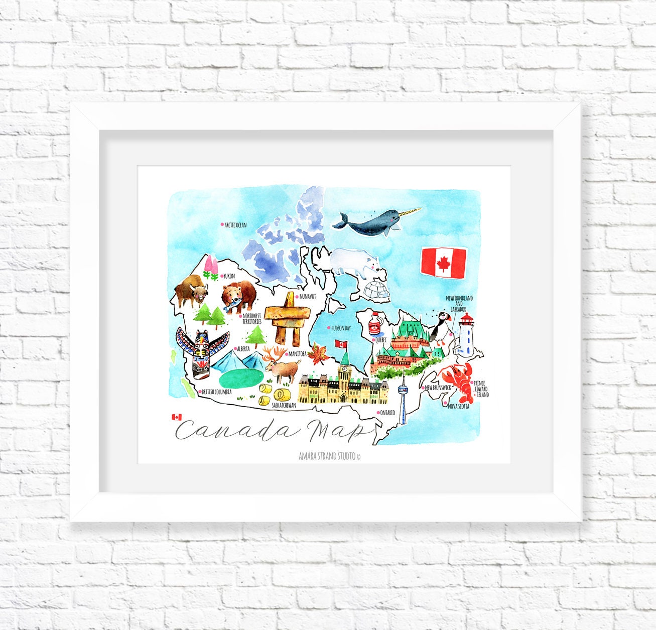 Canada Map/ Fine Art Print/ Canada Poster/ Canadian Nursery | Etsy