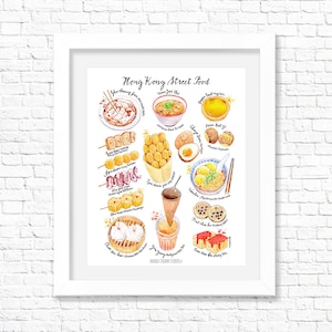 Hong Kong Street Food/ Fine Art Print/ Food Poster/ Food Illustration ...