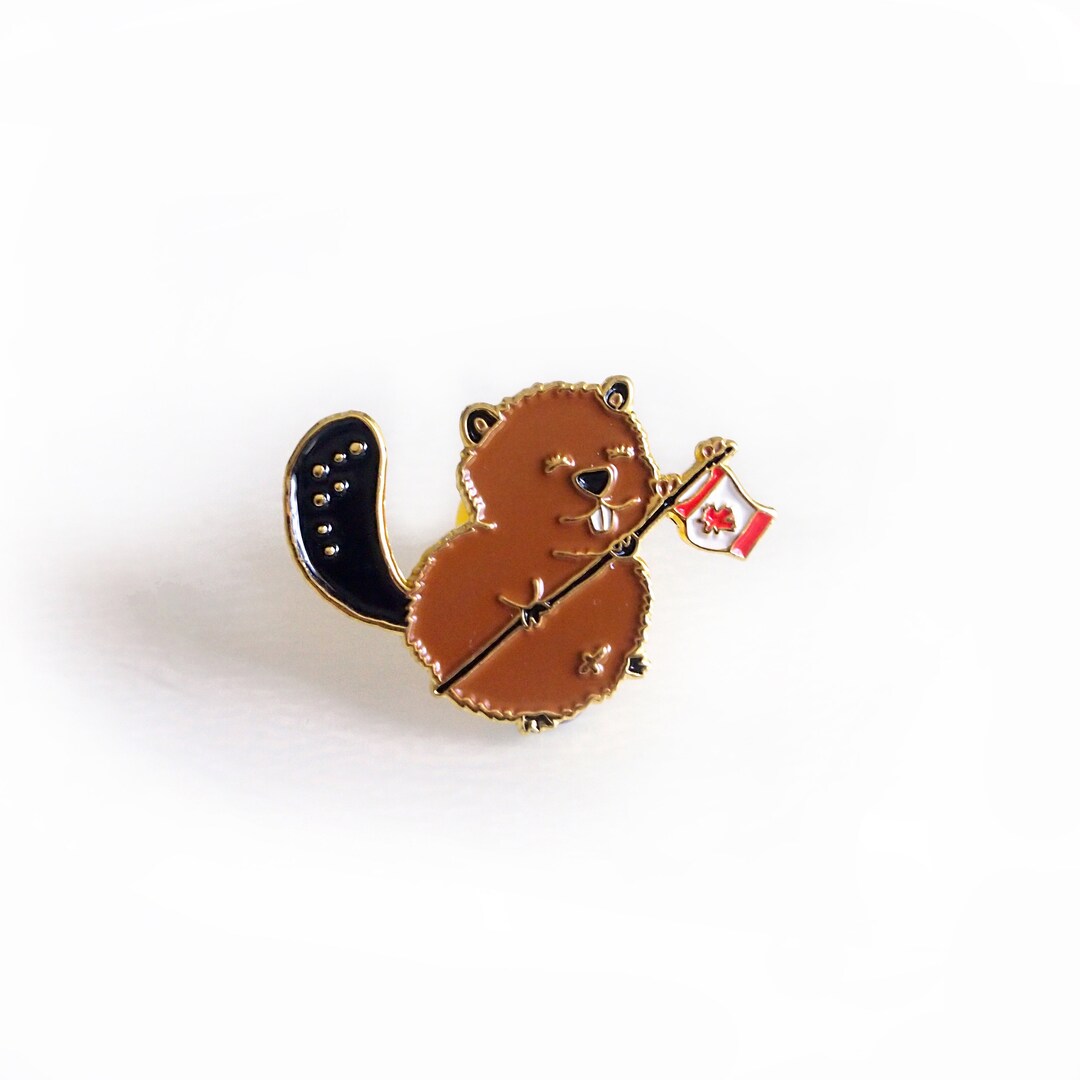 Beaver Enamel Pin/ Wild Animal Pin/ Canadian Beaver/ Flag Lapel Pin ...