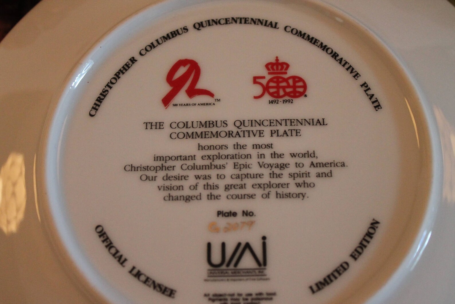 1992 Christopher Columbus 500th Anniversary 8.25" Collector Plate ...