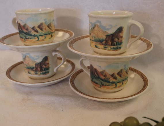 Set of 4 Nikko China Tea Cups and Matching Saucers Canyon - Etsy