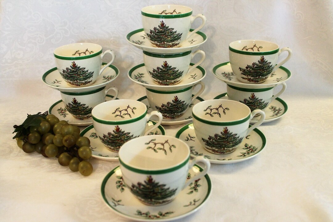 Set of 10 Copeland Spode Tea Cups and Matching Saucers - Vintage ...