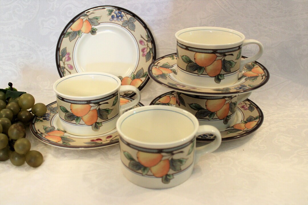 Set of 4 Vintage Mikasa Tea or Coffee Cups and Matching 6.5 Plates ...