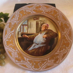 Beautiful Antique Porcelain 9.25" Monk Cabinet Plate - Hand Enameled ...