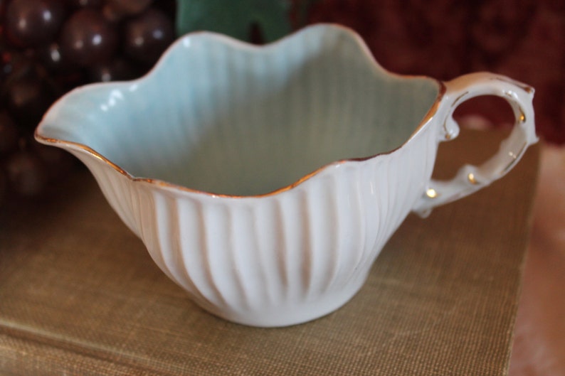 Ca 1800s Antique Bone China Clam Shell Creamer With Pastel Blue ...