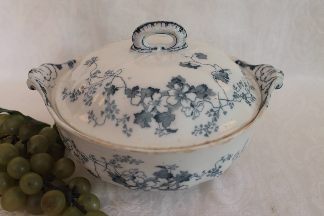 Antique 1890's Furnivals Flow Blue Semi - Porcelain Covered Serving ...