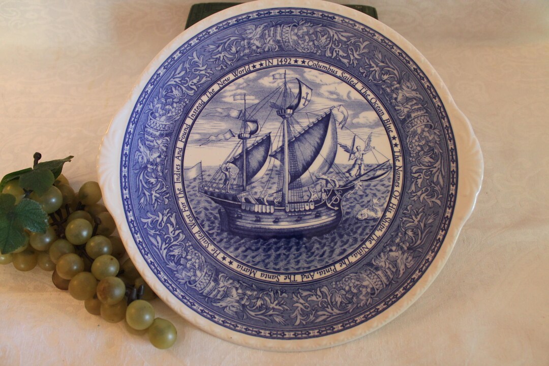 1992 Blue Transfer Christopher Columbus 500th Anniversary 10.5" Cake or ...