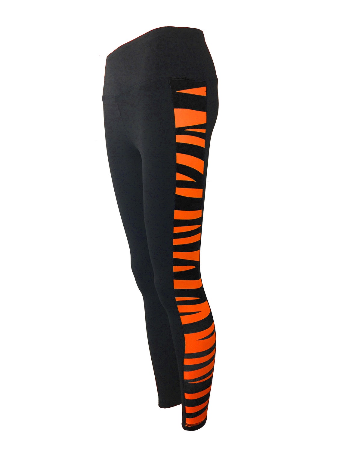 Orange and Black Tiger Stripe Women's Full Length Yoga | Etsy
