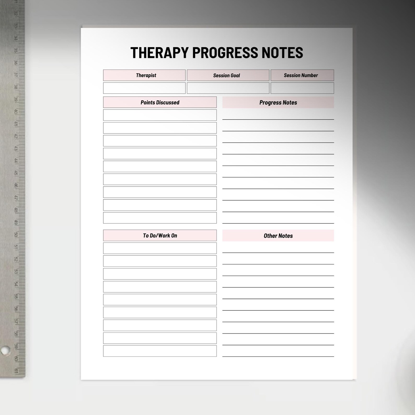 THERAPY PROGRESS NOTES, Digital Therapy Note for Therapists, Fillable ...