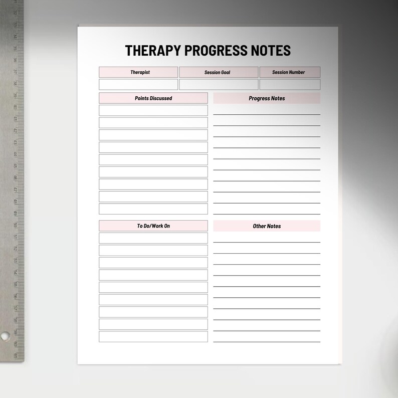 THERAPY PROGRESS NOTES, Digital Therapy Note for Therapists, Fillable ...