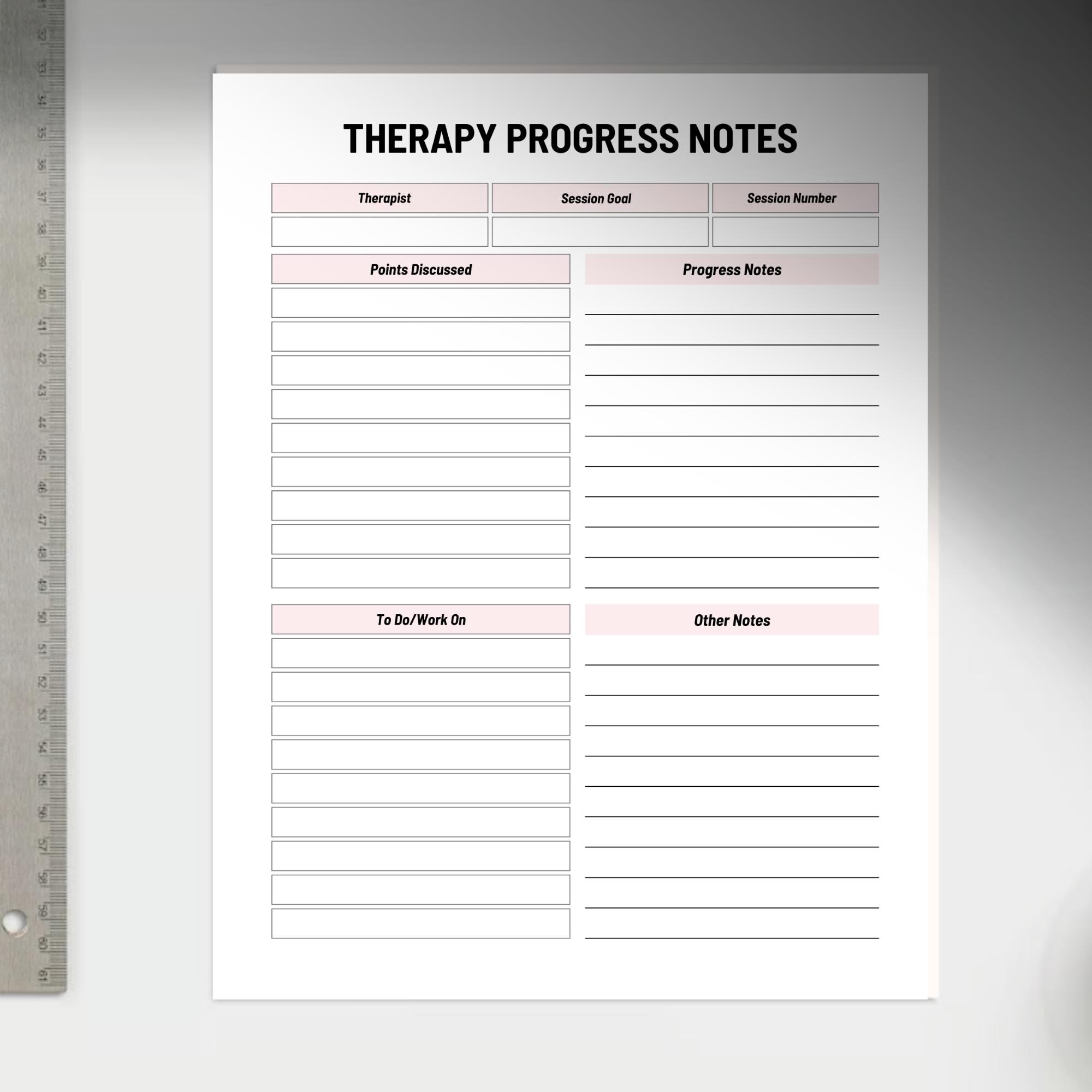 THERAPY PROGRESS NOTES, Digital Therapy Note for Therapists, Fillable ...
