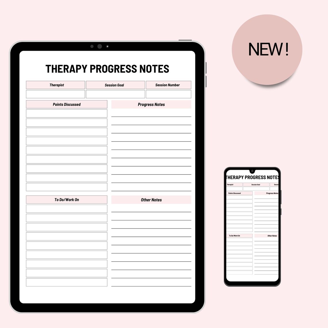 THERAPY PROGRESS NOTES, Digital Therapy Note for Therapists, Fillable ...