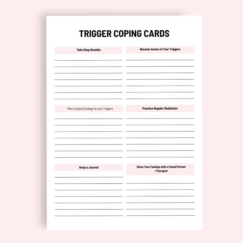 TRIGGER COPING CARDS, Printable Coping Cards for Triggers, Digital ...