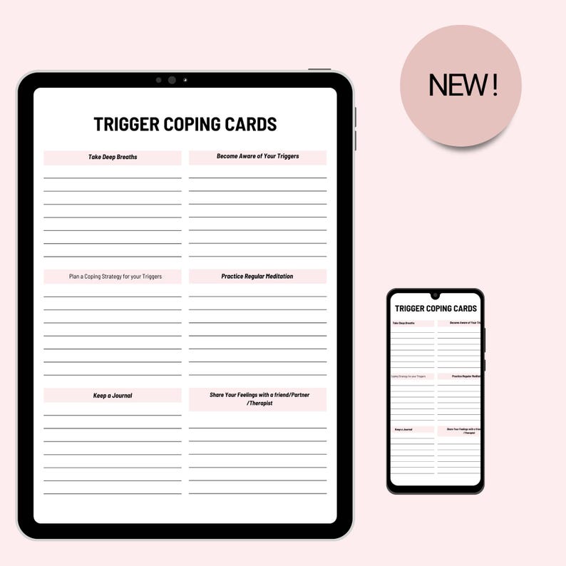 TRIGGER COPING CARDS, Printable Coping Cards for Triggers, Digital ...